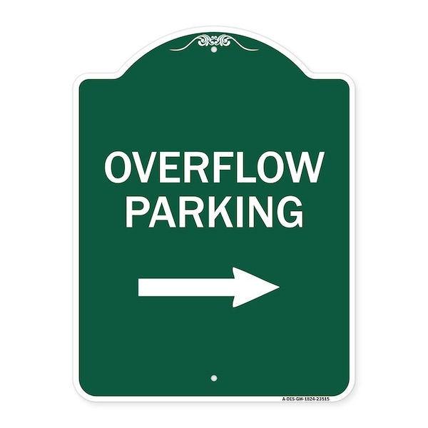Signmission Overflow Parking W/ Right Arrow, Green & White Aluminum ...