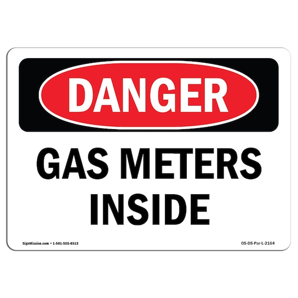 Signmission Safety Sign, OSHA Danger, 7" Height, 10" Width, Gas Meters ...