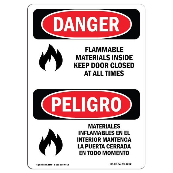 Signmission Safety Sign, OSHA Danger, 24" Height, Aluminum, Flammable ...