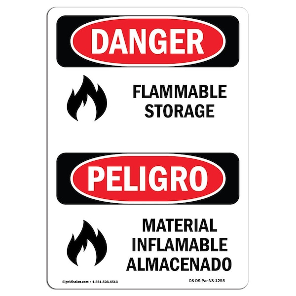 Signmission Safety Sign, OSHA Danger, 18" Height, Aluminum, Flammable ...