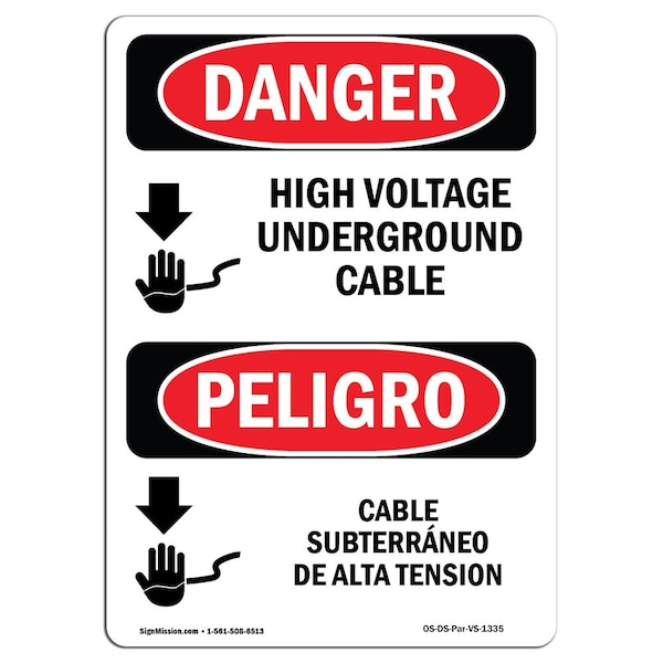 Signmission Safety Sign, OSHA, 24" Height, Rigid Plastic, High Voltage ...
