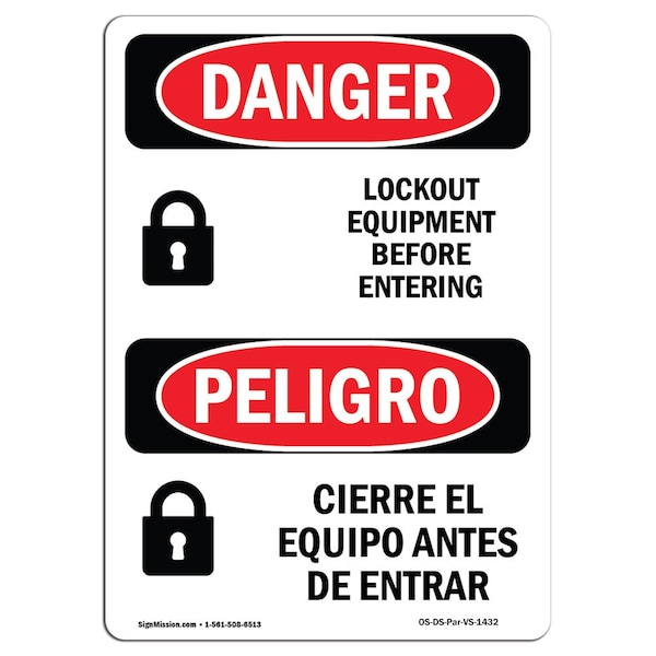 Signmission OSHA Sign, Lockout Equipment Before Entering Bilingual ...