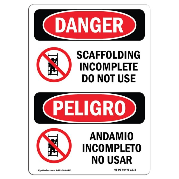 Signmission Safety Sign, OSHA Danger, 18" Height, Rigid Plastic ...