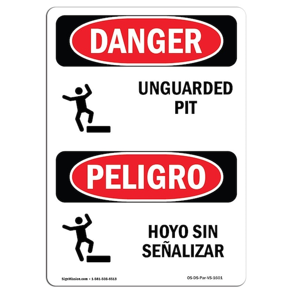 Signmission Safety Sign, OSHA Danger, 18" Height, Aluminum, Unguarded ...