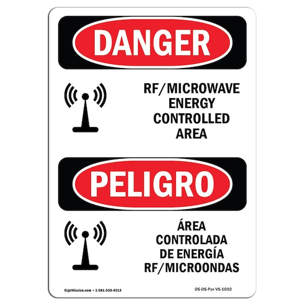 Signmission Safety Sign, OSHA, 18" Height, Aluminum, Rf Microwave ...