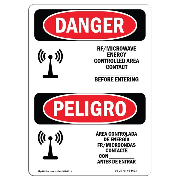 Signmission Safety Sign, OSHA Danger, 7" Height, Rf Microwave Energy ...