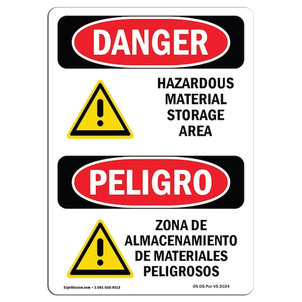Signmission Safety Sign, OSHA Danger, 18" Height, Hazardous Material ...