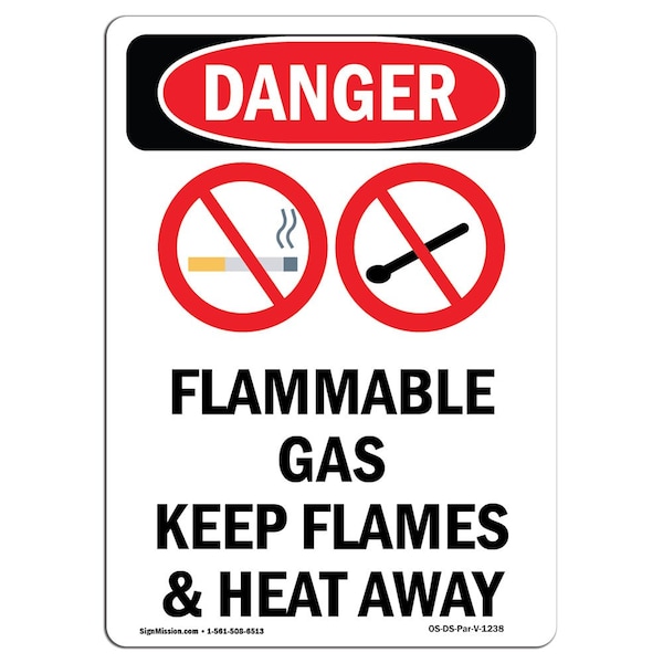 Signmission Safety Sign, OSHA Danger, 7" Height, Flammable Gas Keep ...