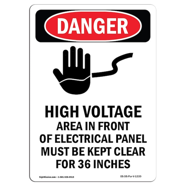 Signmission Safety Sign, OSHA Danger, 24" Height, High Voltage Area In ...