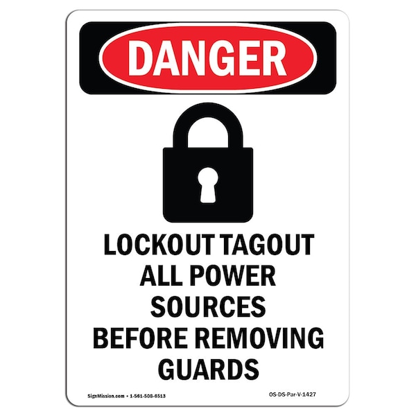 Signmission OSHA Danger Sign, Lockout Tagout All, 18in X 12in Decal, 12 ...