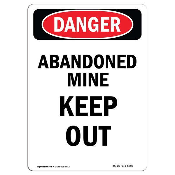 Signmission Safety Sign, OSHA Danger, 24" Height, Portrait Abandoned ...