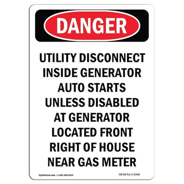 Signmission Safety Sign, OSHA Danger, 24" Height, Rigid Plastic ...