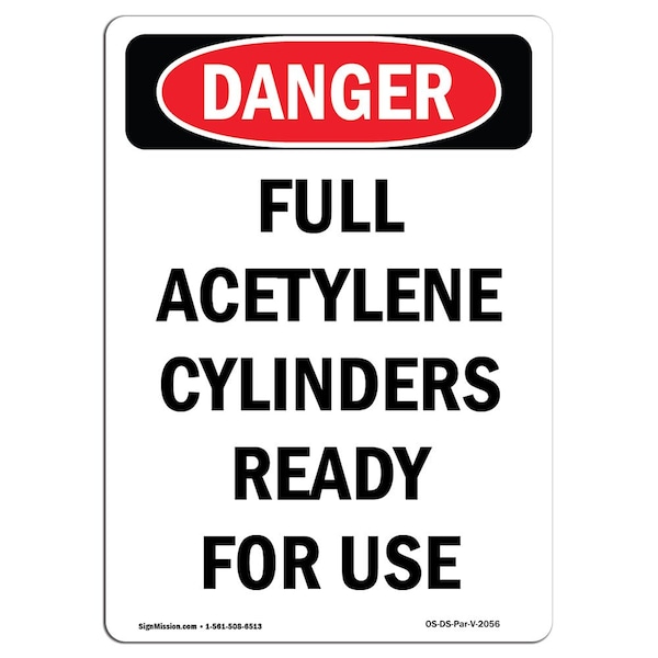 Signmission OSHA Sign, 10" Height, Rigid Plastic, Full Acetylene ...