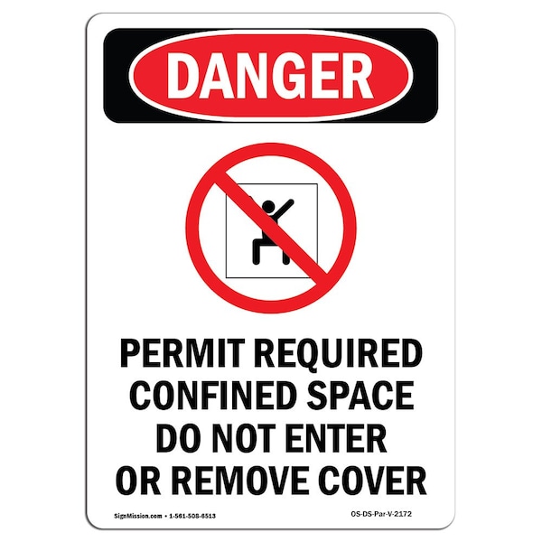 Signmission Safety Sign, OSHA Danger, 7" Height, Portrait Permit ...