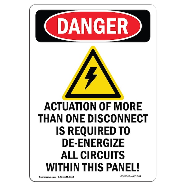 Signmission Safety Sign, OSHA Danger, 18" Height, Actuation Of More ...