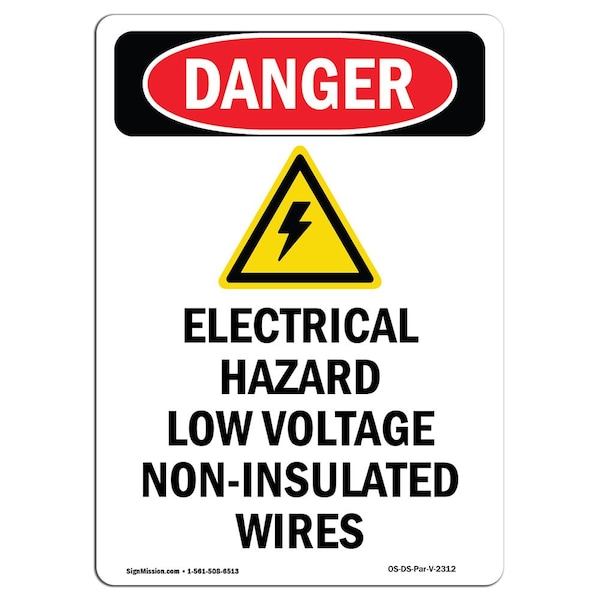 Signmission Safety Sign, OSHA Danger, 7" Height, Electrical Hazard ...