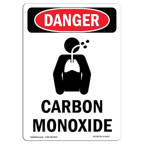 Signmission Safety Sign, OSHA Danger, 24" Height, Carbon Monoxide ...