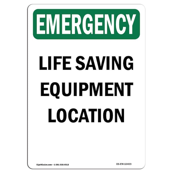 Signmission Safety Sign, OSHA EMERGENCY, 5" Height, Life Saving ...