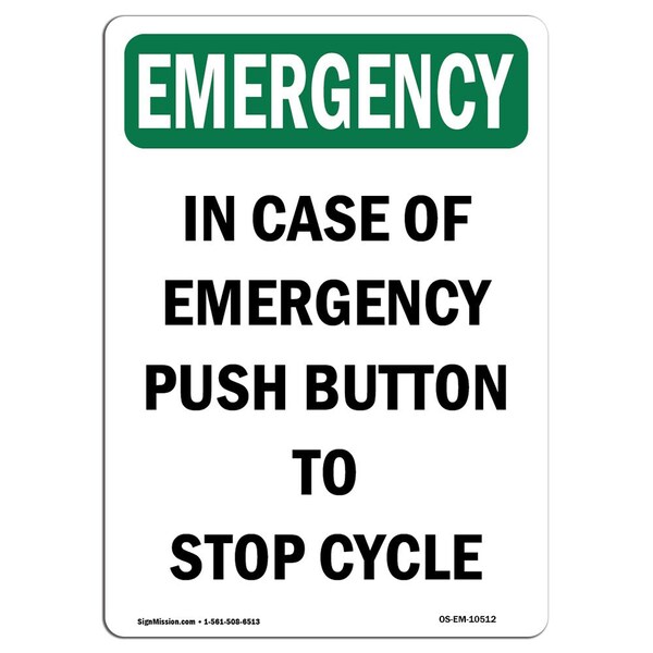 Signmission Safety Sign, OSHA EMERGENCY, 18" Height, Aluminum, In Case ...
