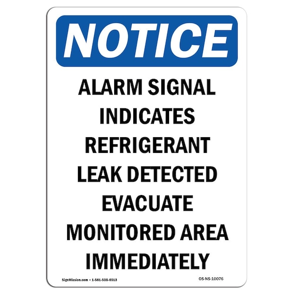 Signmission Safety Sign, OSHA Notice, 10" Height, Aluminum, Alarm ...