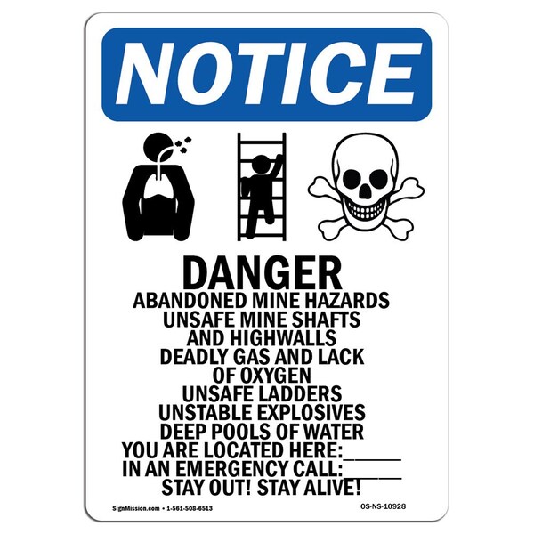 Signmission Safety Sign, OSHA Notice, 24" Height, Danger! Abandoned ...