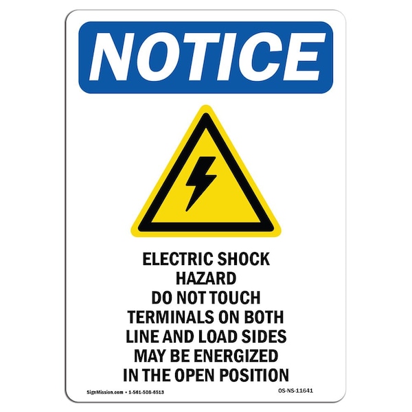 Signmission Safety Sign, OSHA Notice, 5" Height, Electric Shock Hazard ...