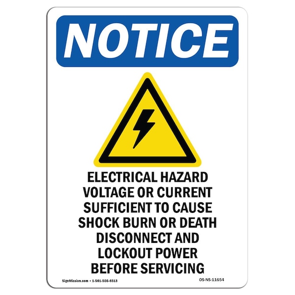 Signmission Safety Sign, OSHA Notice, 7" Height, Electrical Hazard Sign ...