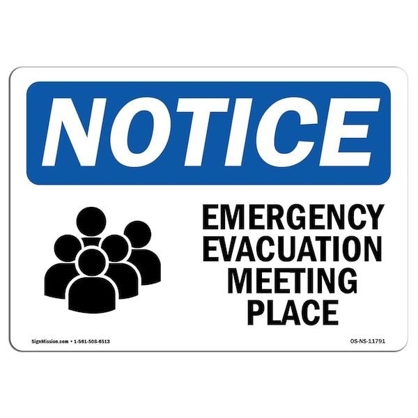 Signmission Safety Sign, OSHA Notice, 10" Height, Emergency Evacuation ...
