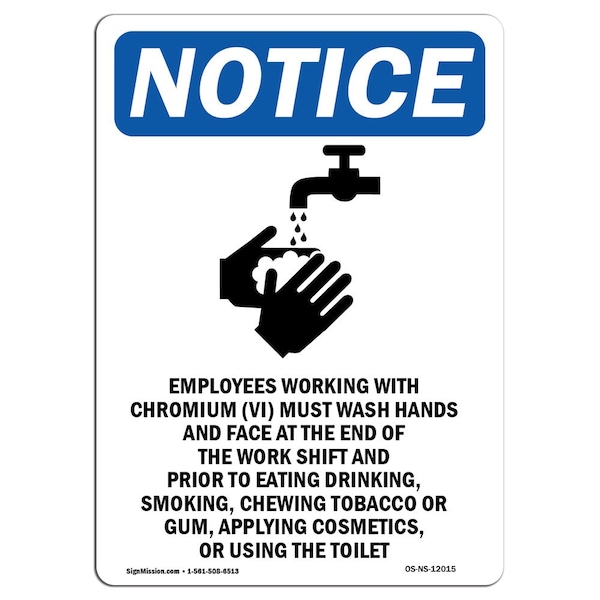 Signmission Safety Sign, OSHA Notice, 14" Height, Employees Working ...