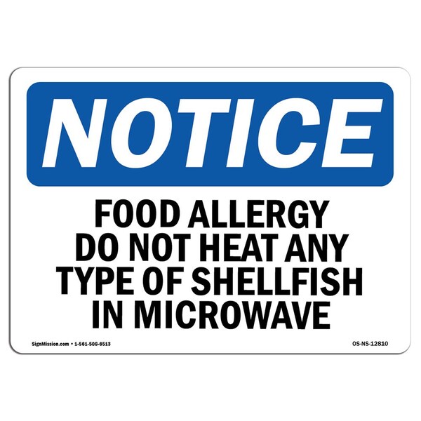 Signmission Safety Sign, OSHA Notice, 12" Height, Food Allergy Do Not ...