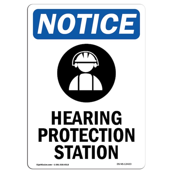 Signmission OSHA Sign, Hearing Protection Station With Symbol, 14in X ...