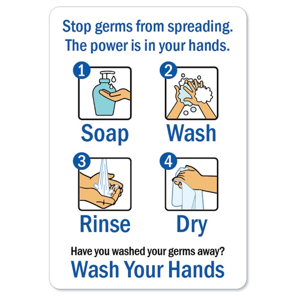 Signmission Public Safety Sign, Stop Germs, 24in X 36in Decal, 36" W ...