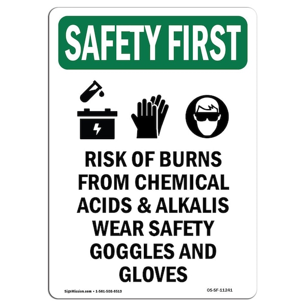 Signmission OSHA SAFETY FIRST Sign, Risk Of Burns From W/ Symbol, 14in ...