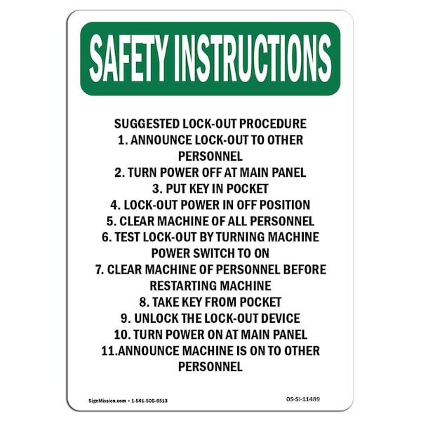 Signmission OSHA SAFETY INSTRUCTIONS, 7" Height, Decal, 7" x 5 ...