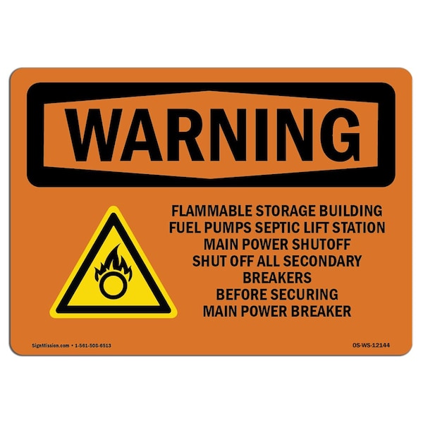 Signmission OSHA Warning Sign, 7" Height, 10" Width, Flammable Storage ...