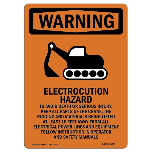 Signmission Safety Sign, OSHA WARNING, 7" Height, Electrocution Hazard ...