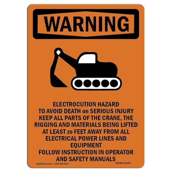 Signmission Safety Sign, OSHA WARNING, 10" Height, Electrocution Hazard ...