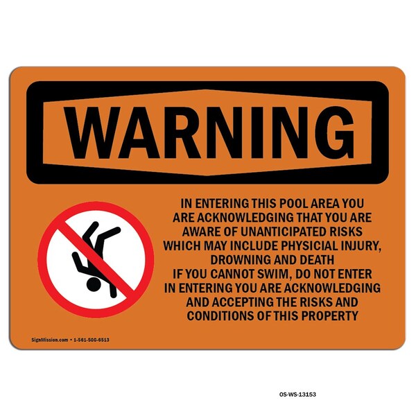 Signmission Safety Sign, OSHA WARNING, 24" Height, Aluminum, Emergency ...