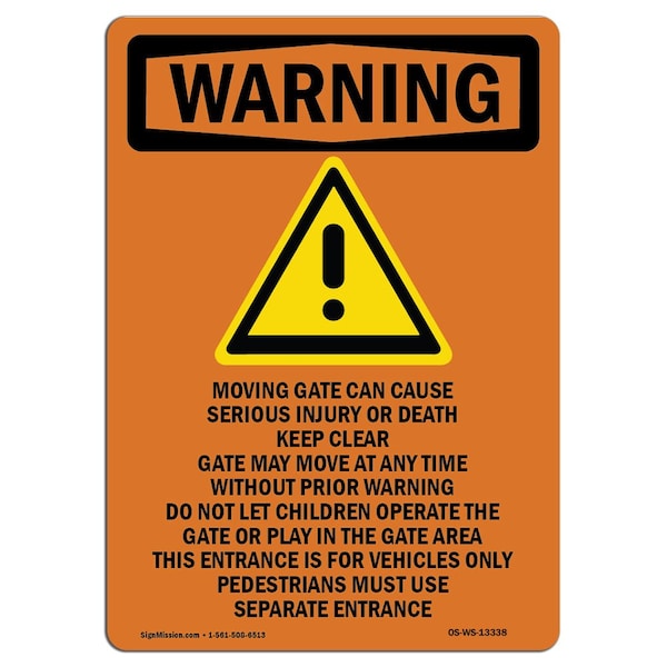 Signmission Safety Sign, OSHA WARNING, 14" Height, Rigid Plastic ...