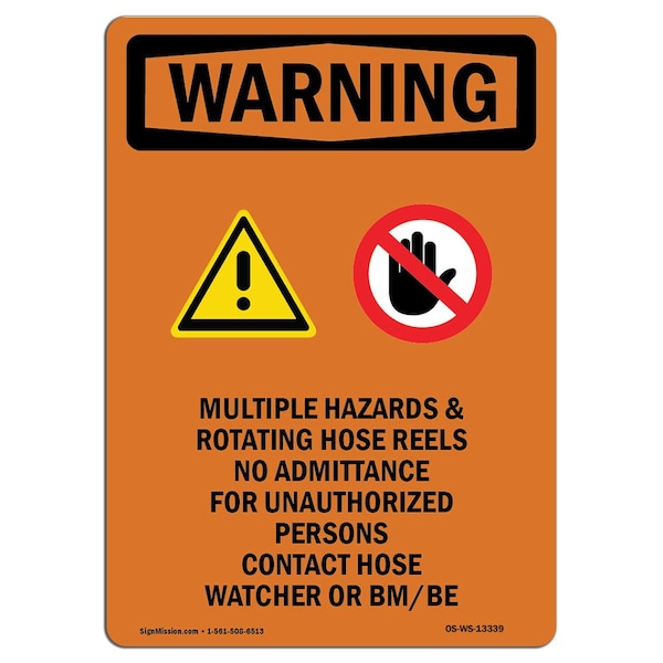 Signmission Safety Sign, OSHA WARNING, 14" Height, Aluminum, Multiple ...