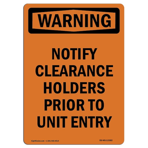 Signmission Safety Sign, OSHA WARNING, 10" Height, Rigid Plastic ...