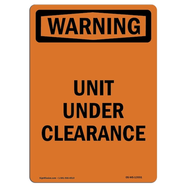 Signmission Safety Sign, OSHA WARNING, 10" Height, Aluminum, Unit Under ...