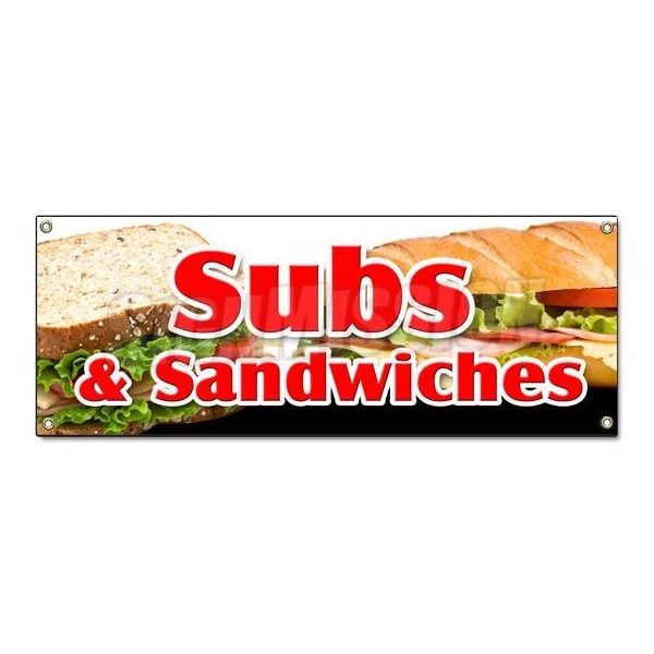 Signmission SUBS & SANDWICHES BANNER SIGN hero hoagie huge homemade ...
