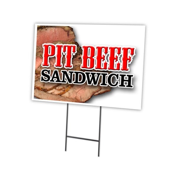 Signmission Pit Beef Sandwich Yard Sign & Stake outdoor plastic ...