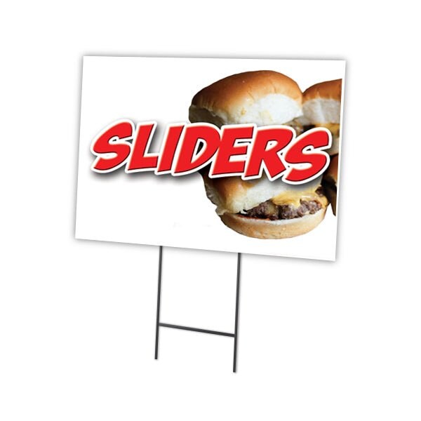 Signmission Sliders Mini Burger Yard Sign & Stake outdoor plastic ...