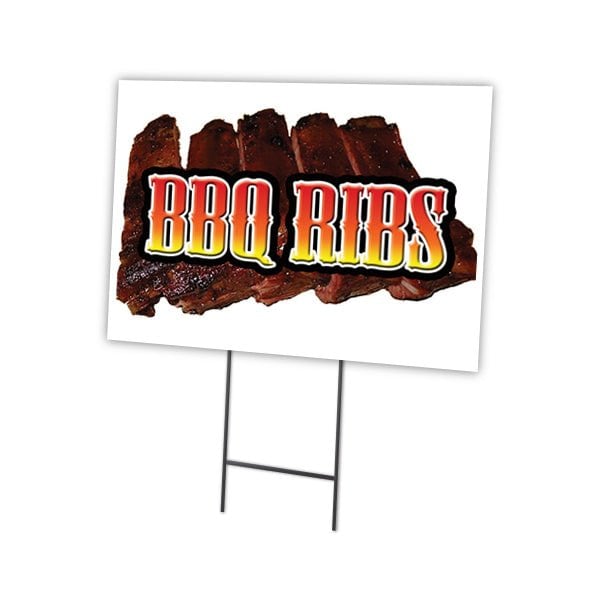 Signmission Bbq Ribs Yard Sign & Stake outdoor plastic coroplast window ...