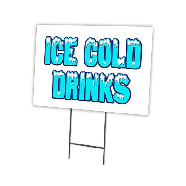 Signmission Ice Cold Drinks Yard Sign & Stake outdoor plastic coroplast ...