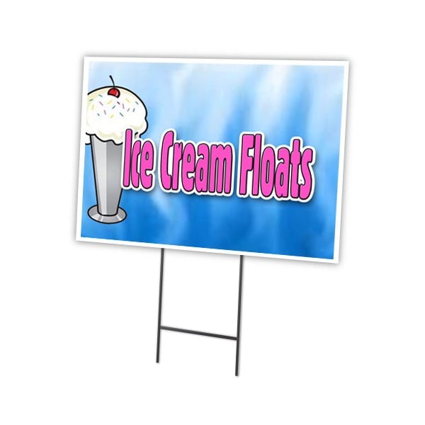 Signmission Ice Cream Floats Yard Sign & Stake outdoor plastic ...