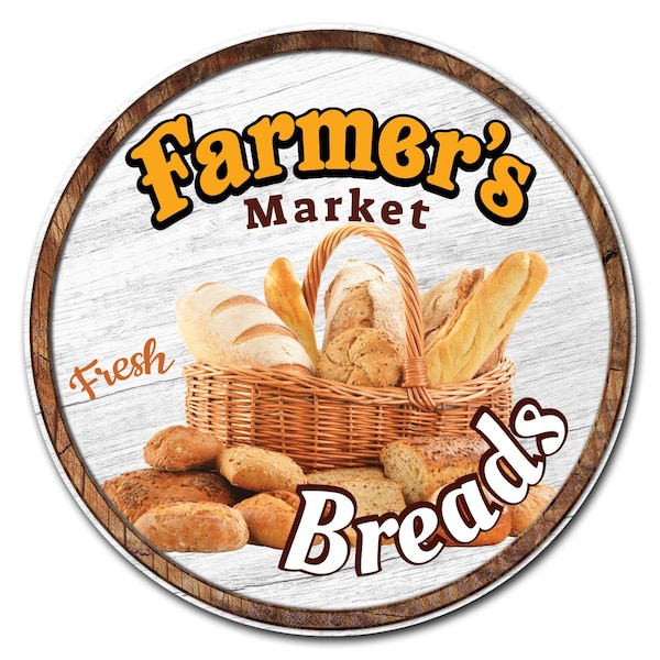 Signmission Farmers Market Breads Circle Corrugated Plastic Sign, C-36 ...