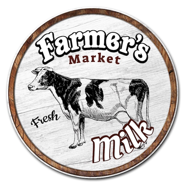 Signmission Farmers Market Milk Circle Corrugated Plastic Sign, C-24 ...